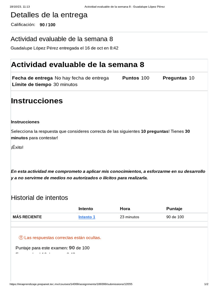 Actividad Evaluable de La Semana 8 - Guadalupe López Pérez | PDF