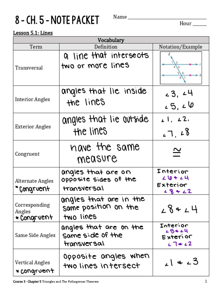 8 - Ch. 5 - Note Packet Filled in | PDF | Euclidean Geometry | Geometry