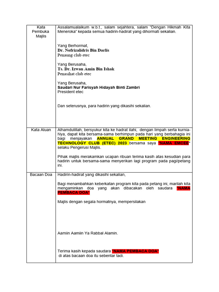 Script Agm 2023 | PDF | Karier & Perkembangan