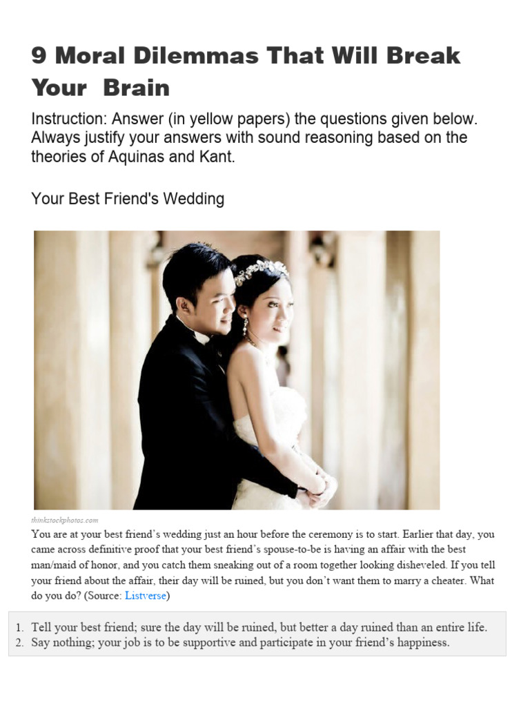 9 Moral Dilemmas That Will Break Your Brain | PDF | Organ Donation