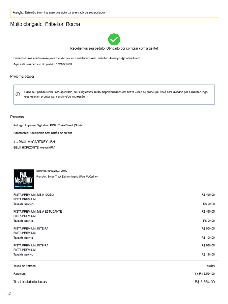 Recibo - EVENTIM | PDF