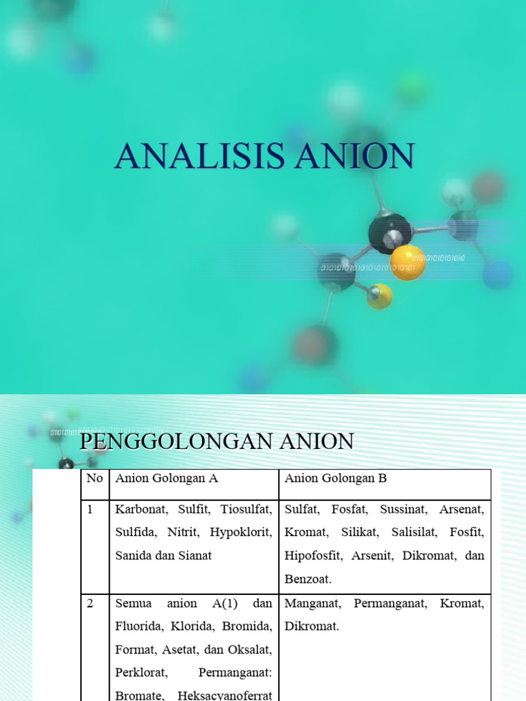 Analisis dan Klasifikasi Anion | PDF | Olahraga & Rekreasi