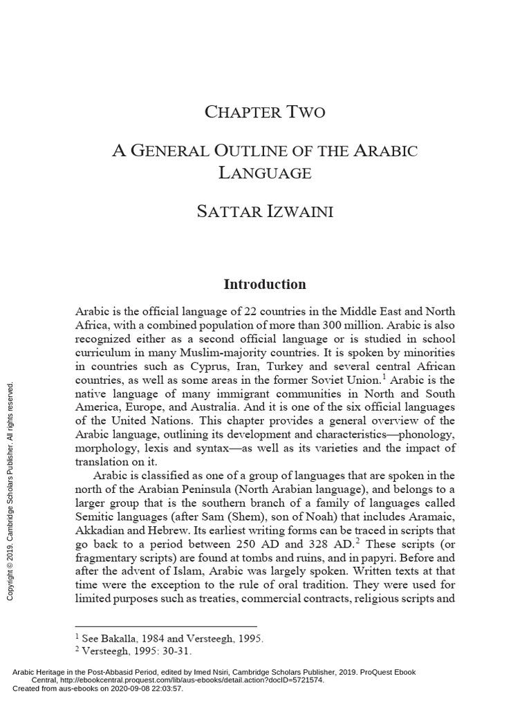 A General Outline of Arabic Language (Chapter - Two) | PDF | Arabic ...