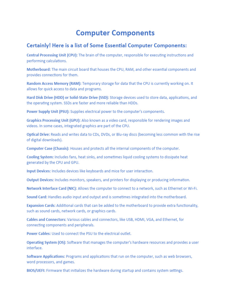 Computer Components | PDF