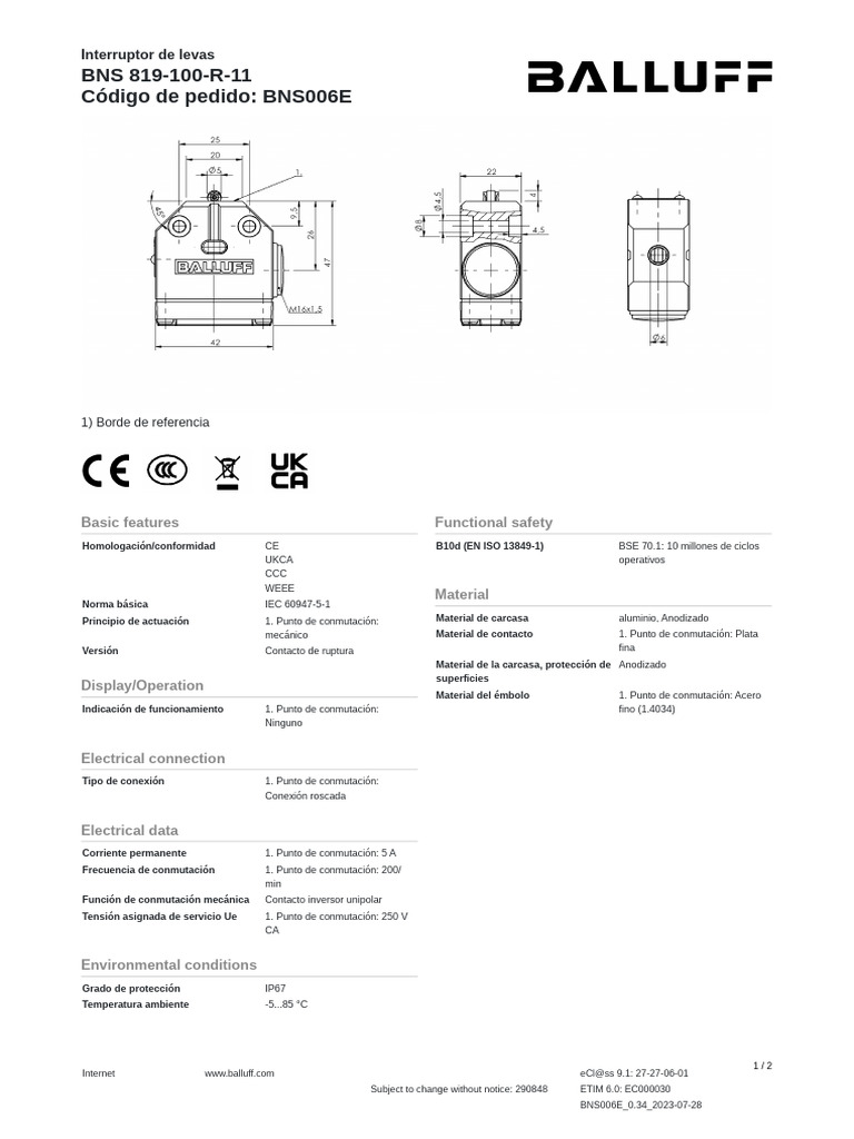 Balluf BNS 819 100 R11 | PDF