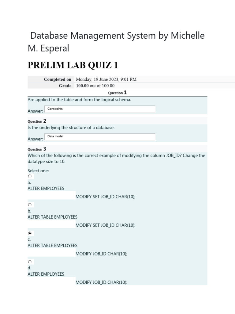 Database Management System Lab Prelim Q1 | PDF | Table (Database ... Database Management System Lab Prelim Q1 | PDF | Table (Database ...