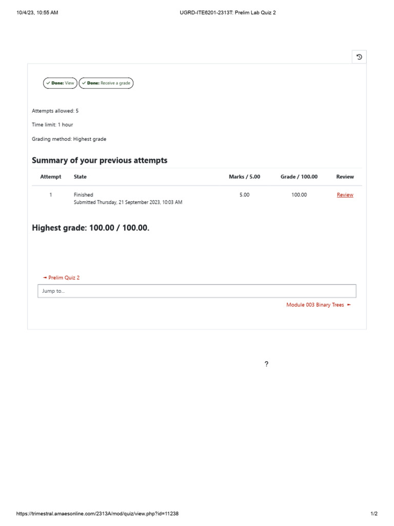 Ugrd-Ite6201-2313t - Prelim Lab Quiz 2 | PDF