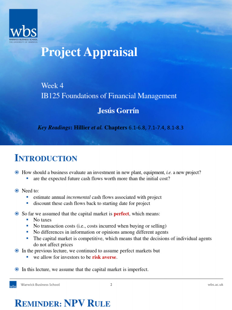 Lecture-7 8 Project-Appraisal | PDF | Net Present Value | Internal Rate Of Return