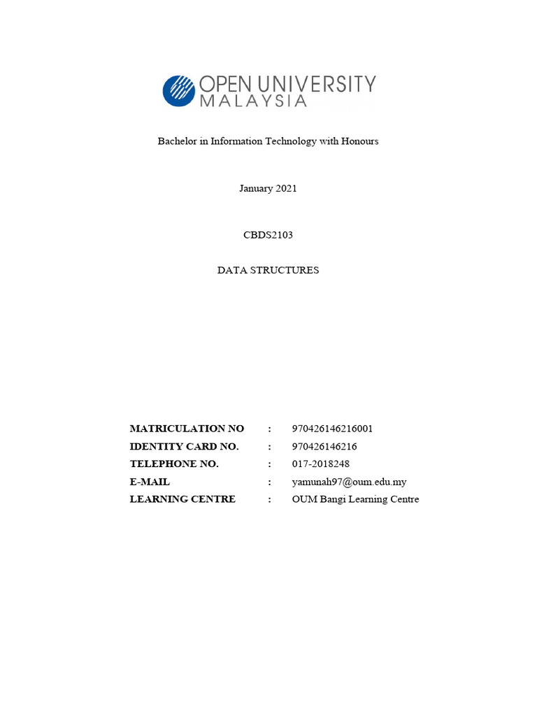 Datastructure Assignment | PDF | Information Technology | Data Management Datastructure Assignment | PDF | Information Technology | Data Management