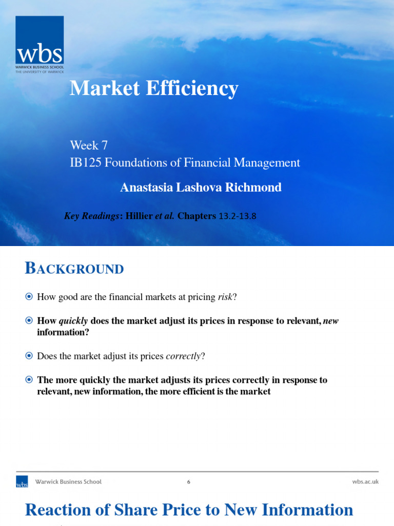 Lecture-13_14_Market-Efficiency | PDF | Efficient Market Hypothesis | Investing