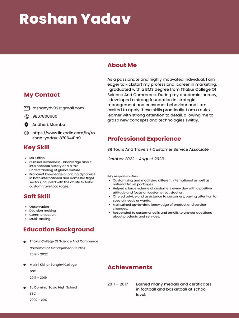 Roshan Profile CV (2) - 1697439670 | PDF