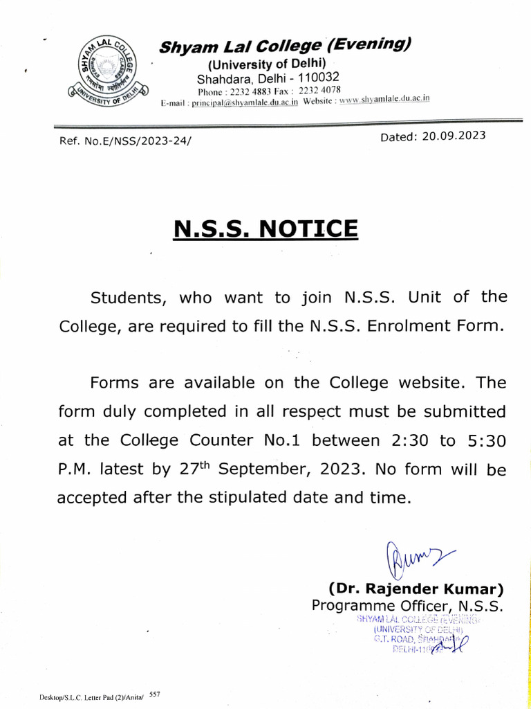 NSS Notice NSS Form | PDF | Government Programs | Telecommunications