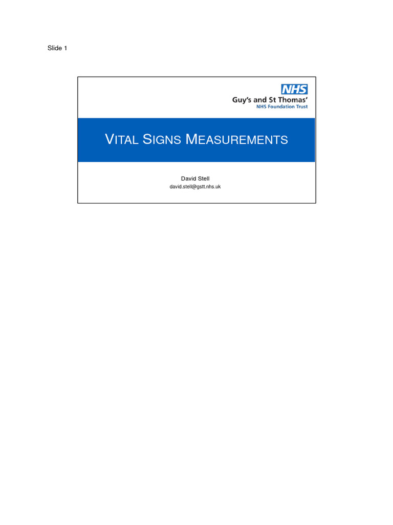 VitalSigns LectureNotes v2 | PDF | Medical Diagnosis | Blood Pressure