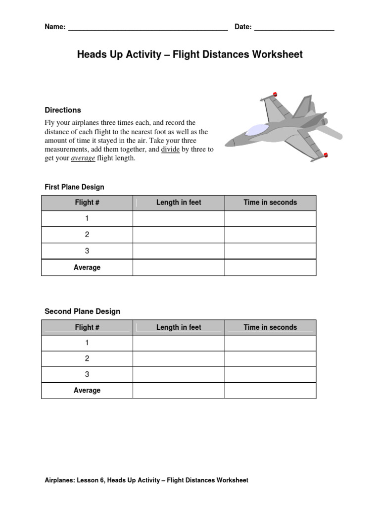 Flight Distances Worksheet | PDF