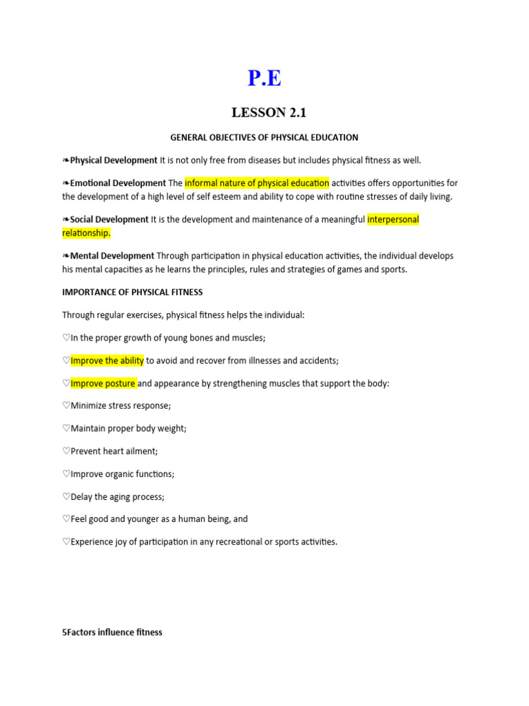 P.E and PFT Reviewer | PDF | Physical Fitness | Strength Training