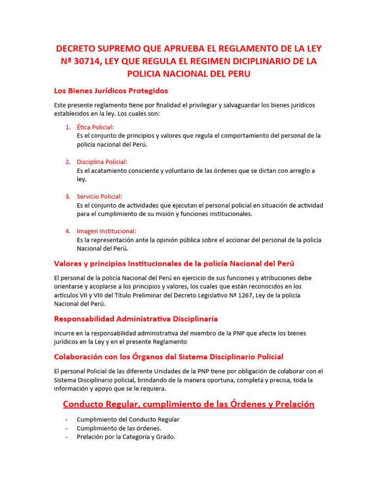 DECRETO SUPREMO QUE APRUEBA EL REGLAMENTO DE LA LEY N 30714 Farfan Suncion Final | PDF | Policía ...