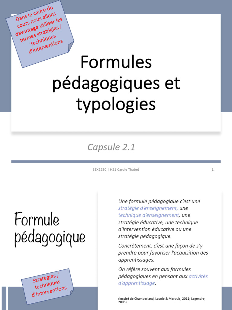 Capsule 2.1 Typologies Et Formules Pédagogiques | PDF | Échecs ...