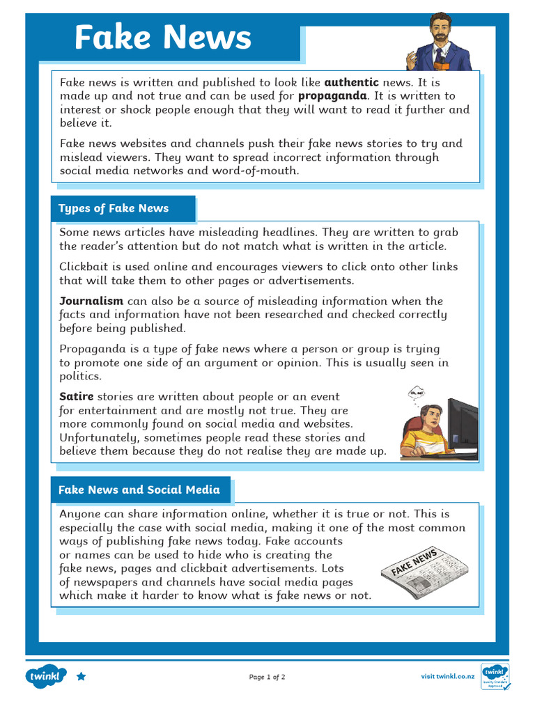 Fake News Differentiated Reading Comprehension | PDF | News Media | News