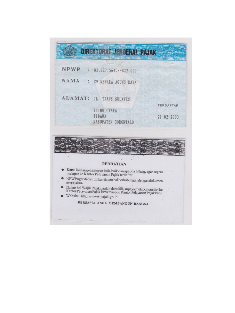 NPWP Perusahaan | PDF