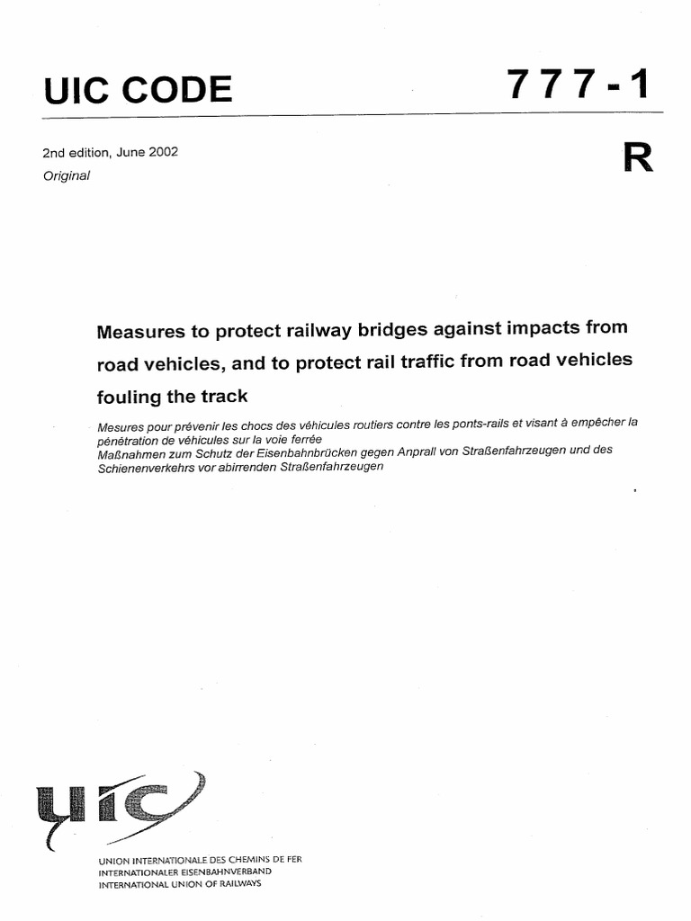 UIC CODE 777-1 R - 2002 - Measures To Protect Railway Bridges | PDF