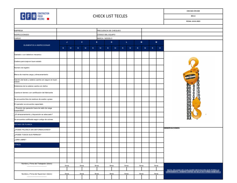 Check List de Tecle Manual | PDF