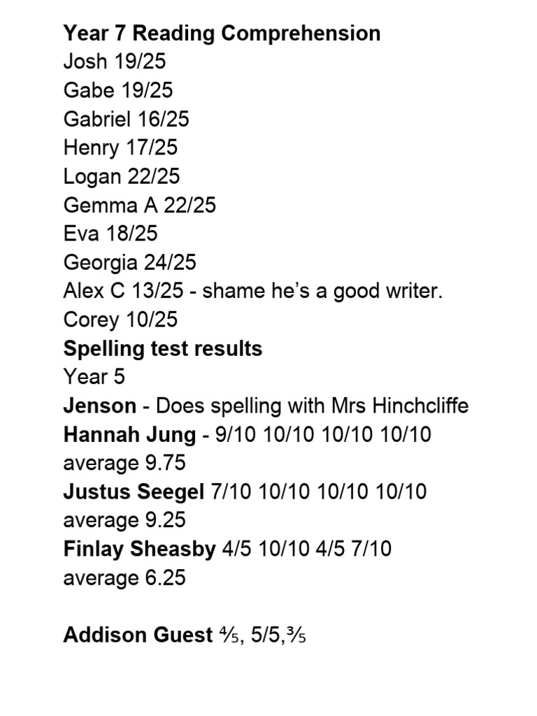 Year 7 Reading Comprehension | PDF