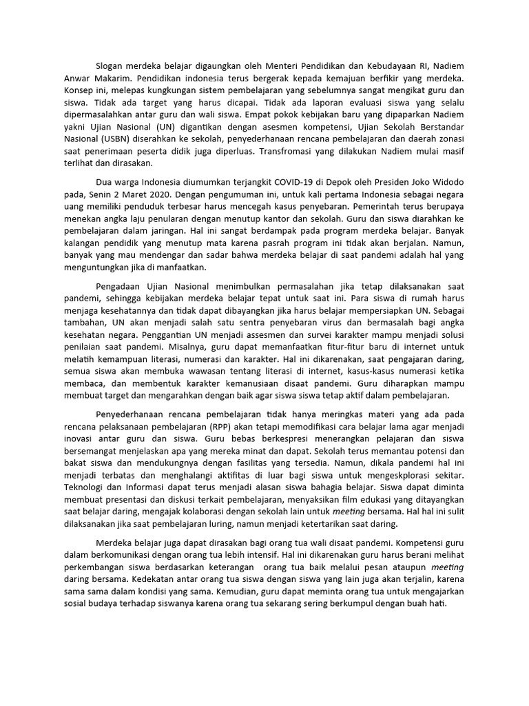 Slogan Merdeka Belajar Digaungkan Oleh Menteri Pendidikan Dan ...