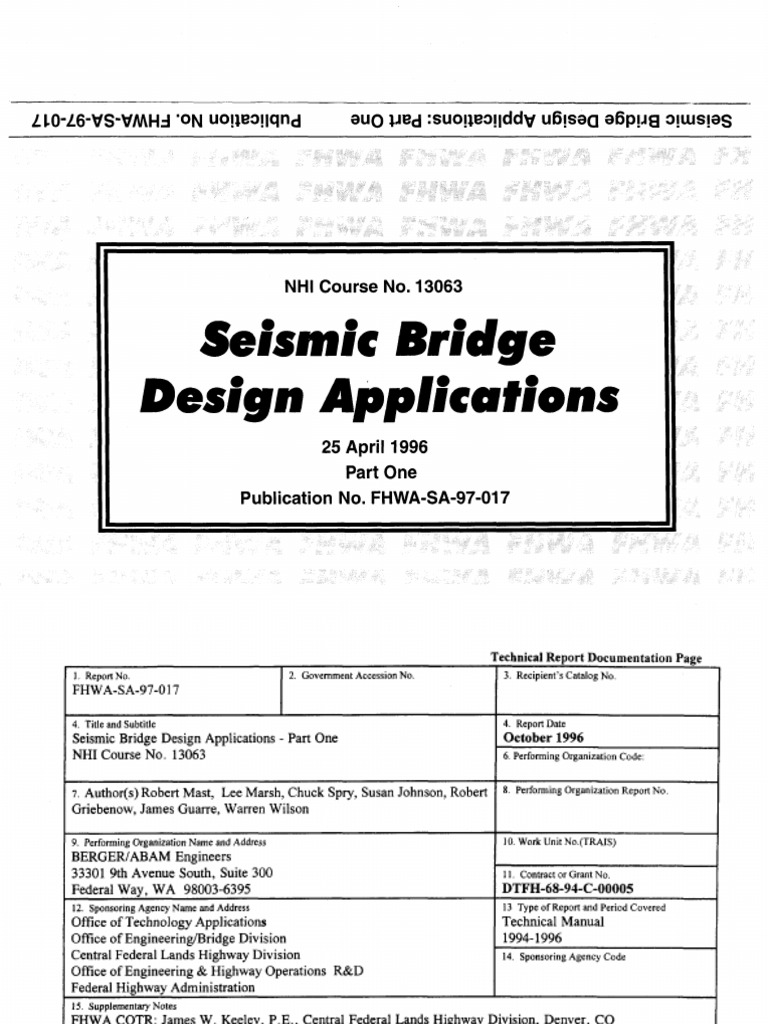 FHWA Seismic Bridge Design Applications - PART1 | PDF