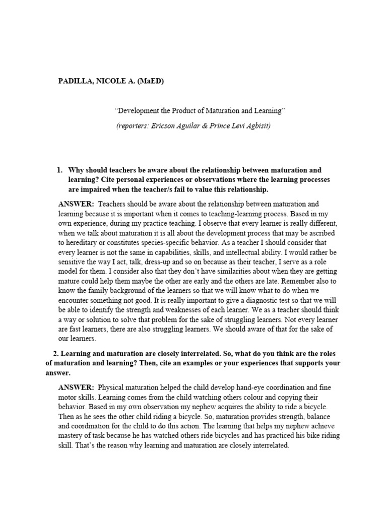 Learning Activities, Aguilar and Agbisit | PDF