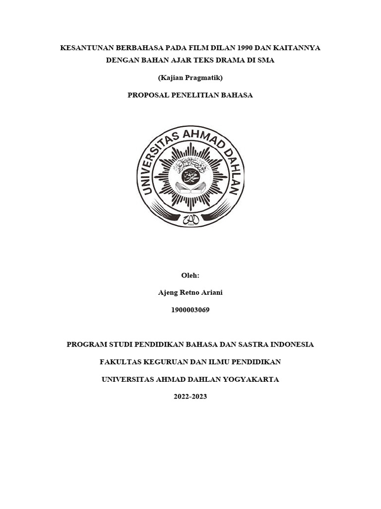 Kesantunan Berbahasa Pada Film Dilan 1990 Dan Kaitannya Dengan Bahan ...