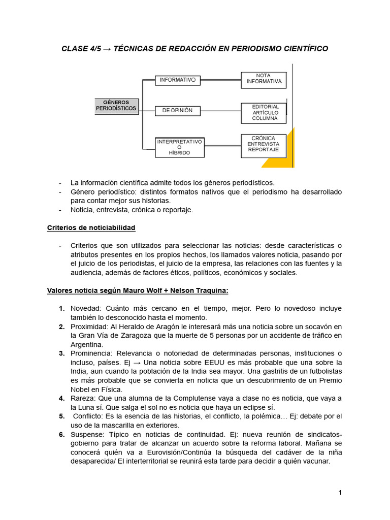 Clase 4 - 5 Técnicas de Redacción en Periodismo Científico | PDF | Verbo | Asunto (gramática)