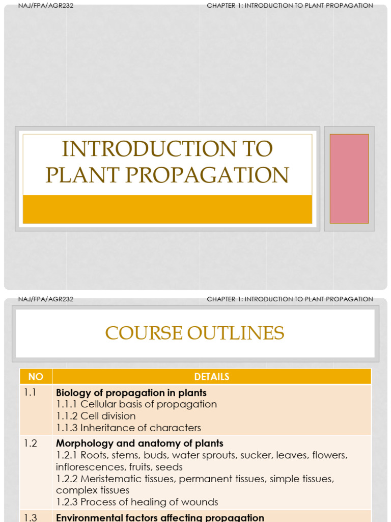 Agr232 - C1 Introduction To Plant Propagation | PDF | Tissue (Biology ...
