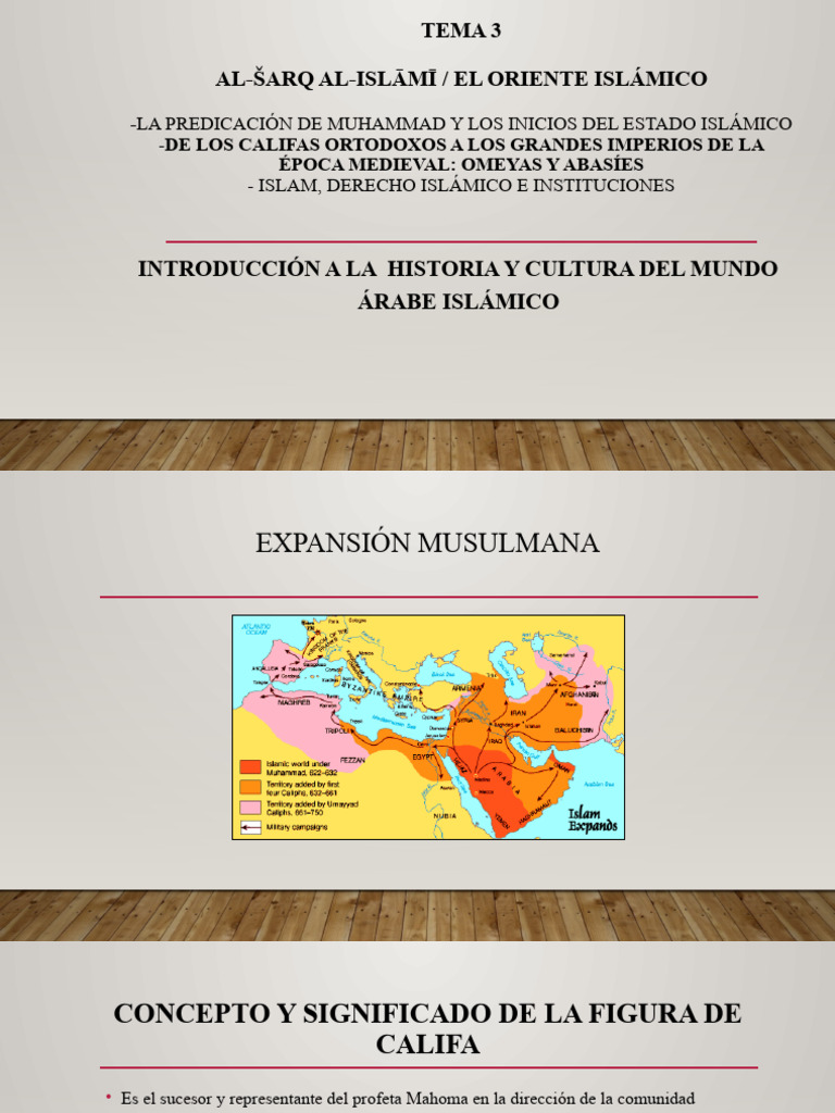TEMA 3. ORIENTE ISLÃ MICO (2 PARTE). De los califas ortodoxos a los ...