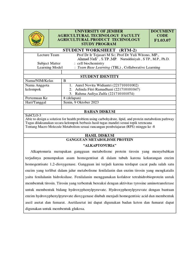 RTM 2-Gangguan Metabolisme Protein | PDF
