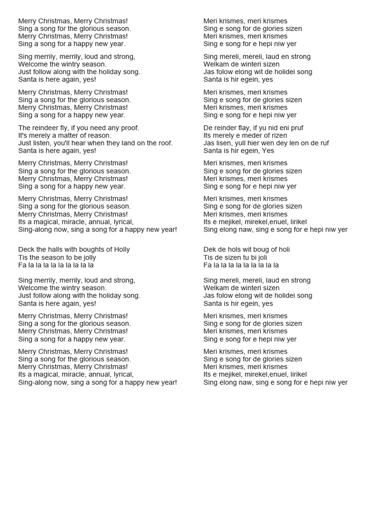 Merry Christmas Sing-Along Lyrics | PDF | Seasonal Traditions | Traditions