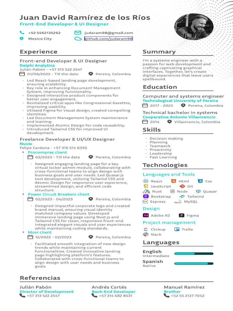 CVJuan David Ramírezdelos Ríos | PDF | User Interface | Software Development