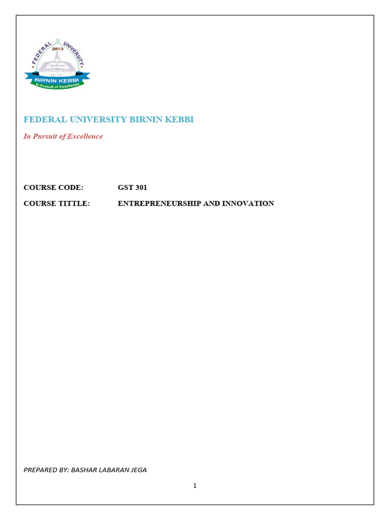 GST 301 Complete Material-1 | PDF | Entrepreneurship | Cooperative