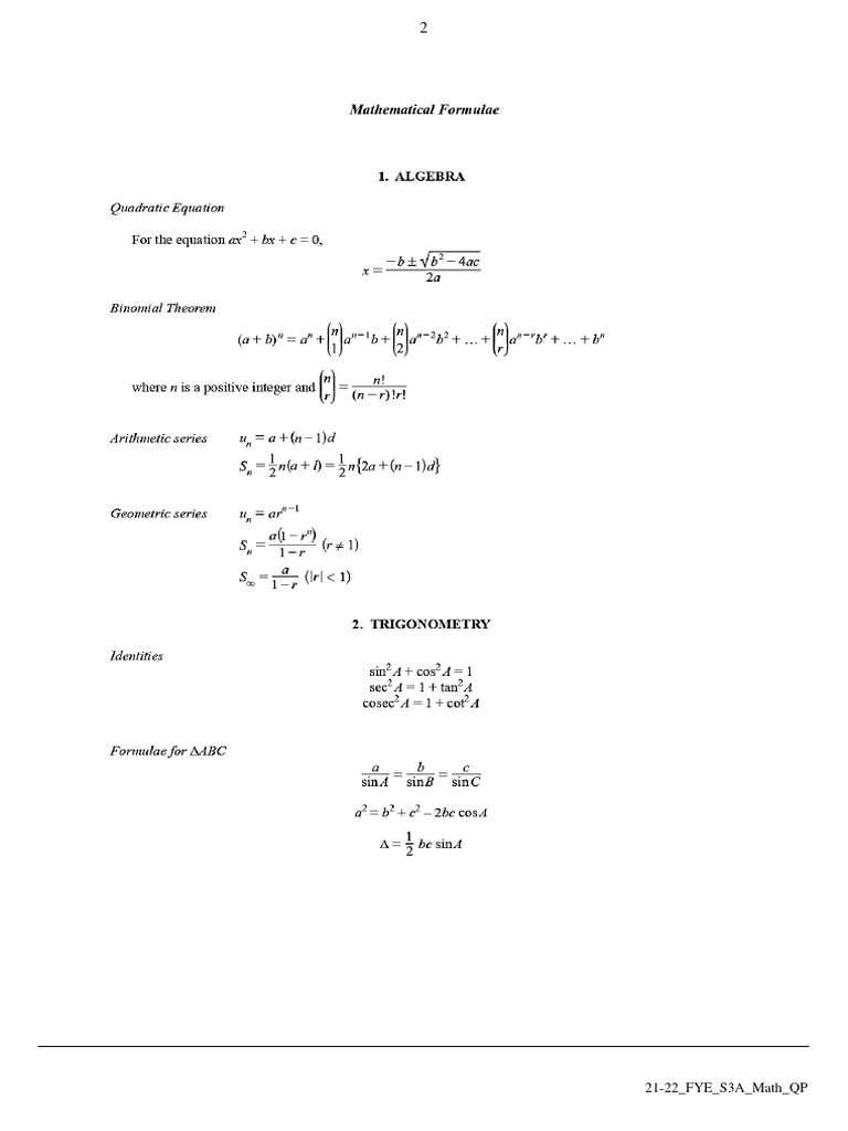 21-22 Fye S3a Maths QP FBP 0238 | PDF | Area | Classical Geometry