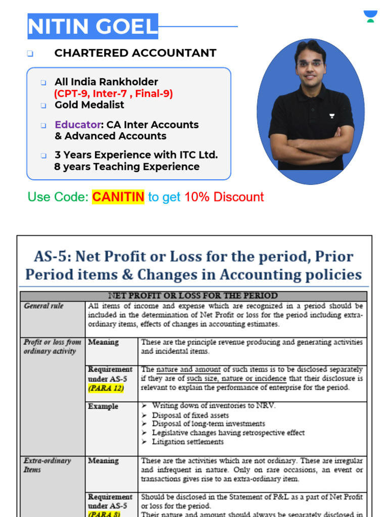 AS 5 Net Profit or Loss, Prior Period Items Changes in Accounting | PDF ...