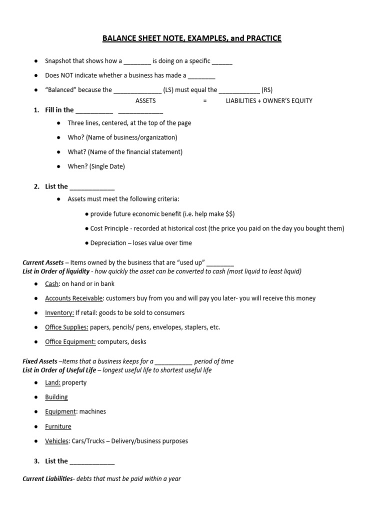 Balance Sheet Examples and Practice | PDF | Balance Sheet | Equity ...