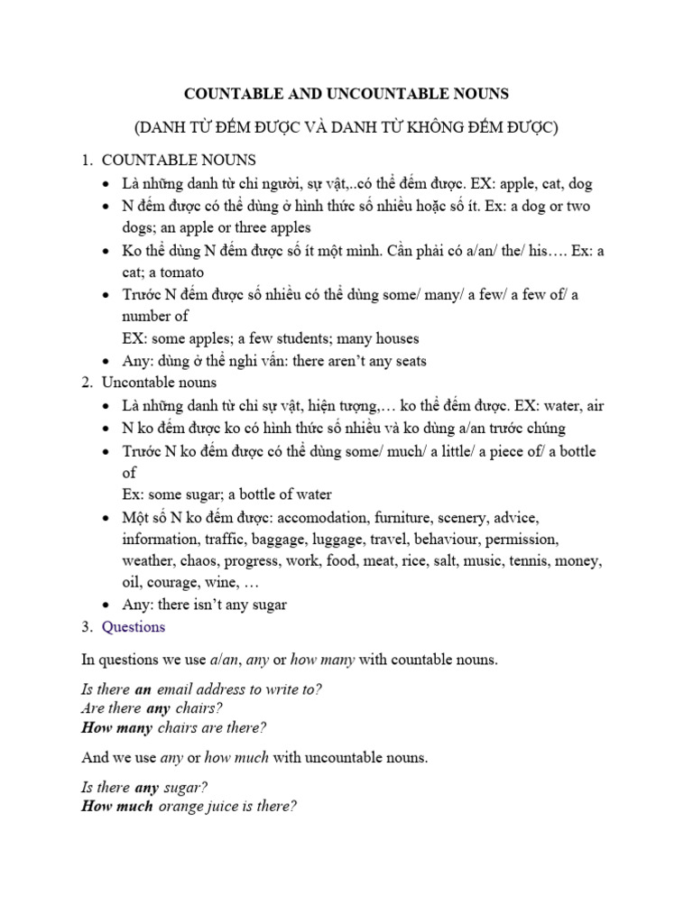 Countable and Uncountable Nouns | PDF