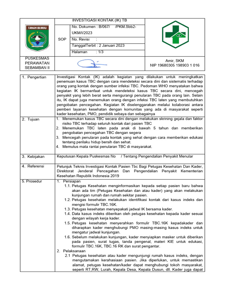 SOP IK TB Baru | PDF | Ilmu Sosial
