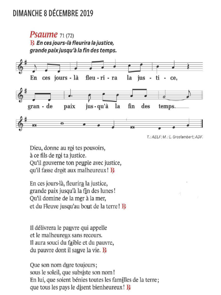 Psaume 71 en Ces Jours La Musique Groslambert | PDF