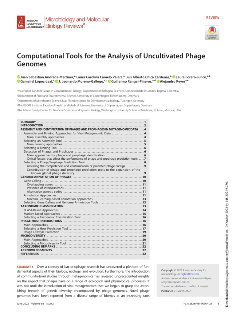 Andrade Martínez Et Al 2022 Computational Tools For The Analysis of Uncultivated Phage Genomes ...