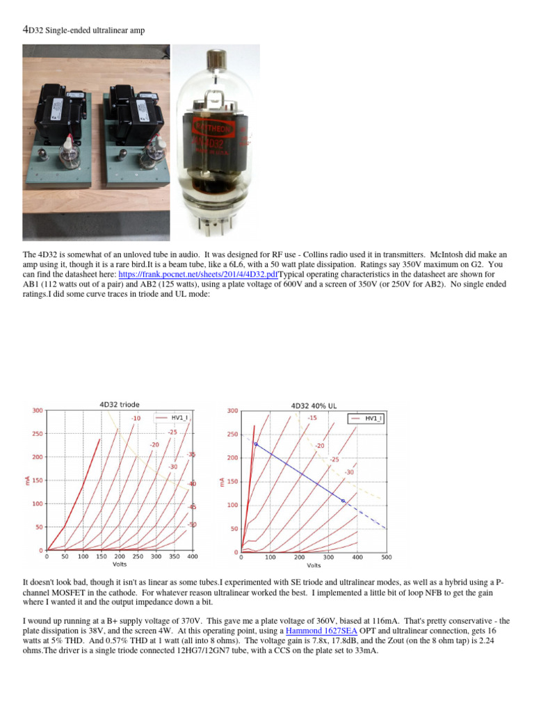 Se 4D32 | PDF | Amplifier | Vacuum Tube