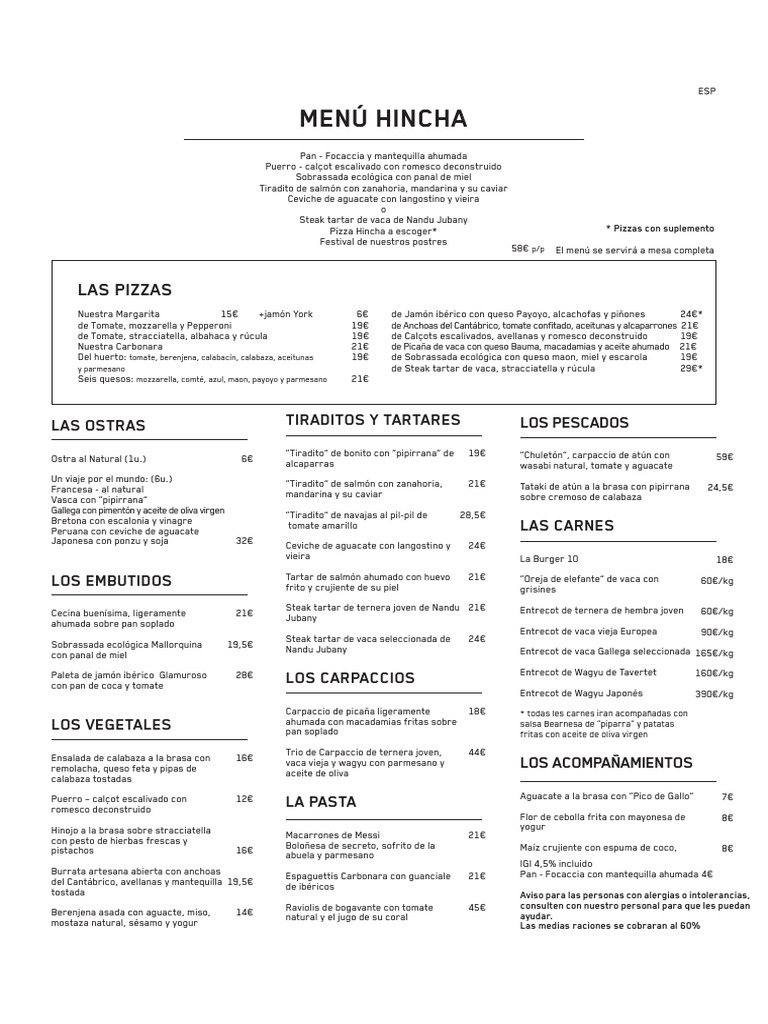 Hincha Menu 23 03 Es | PDF