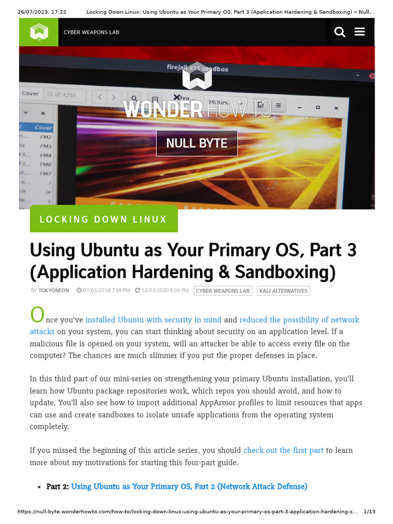Locking Down Linux - Using Ubuntu As Your Primary OS, Part 3 (Application Hardening & Sandboxing ...