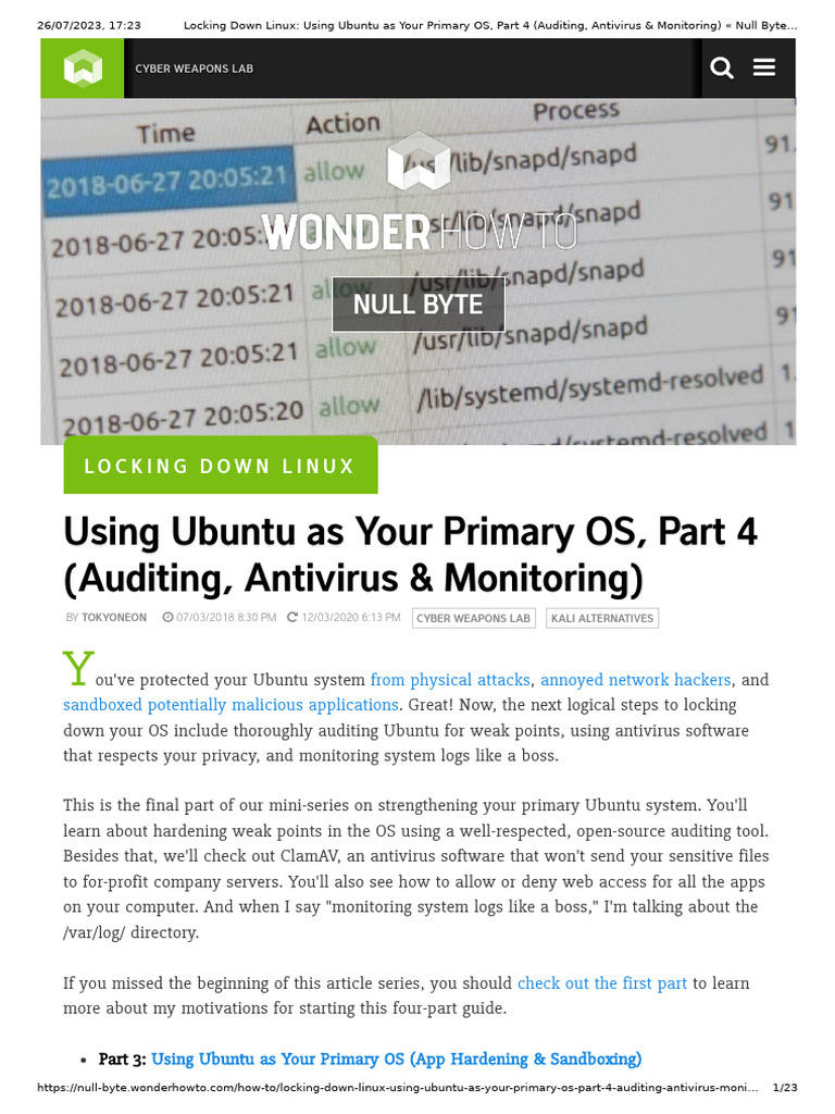 Locking Down Linux - Using Ubuntu As Your Primary OS, Part 4 (Auditing, Antivirus & Monitoring ...