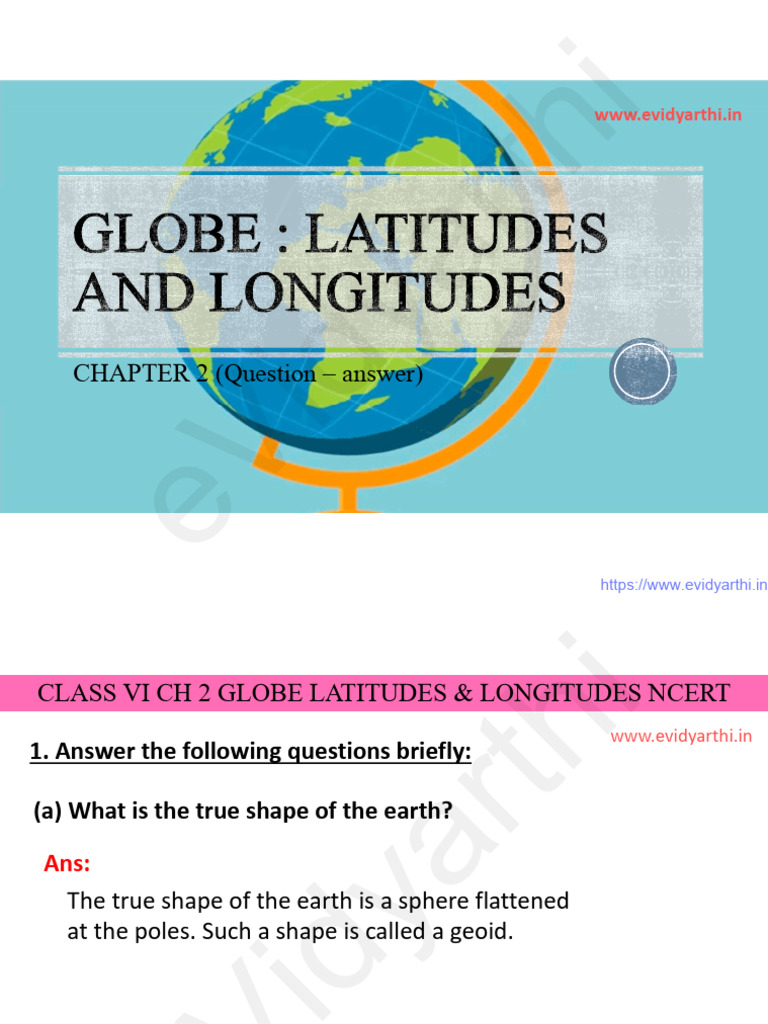 Globe Latitudes & Longitudes Class 6 | PDF | Latitude | Longitude