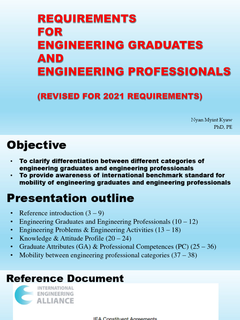 Requirements For Engineering Graduates and Engineering Professionals ...